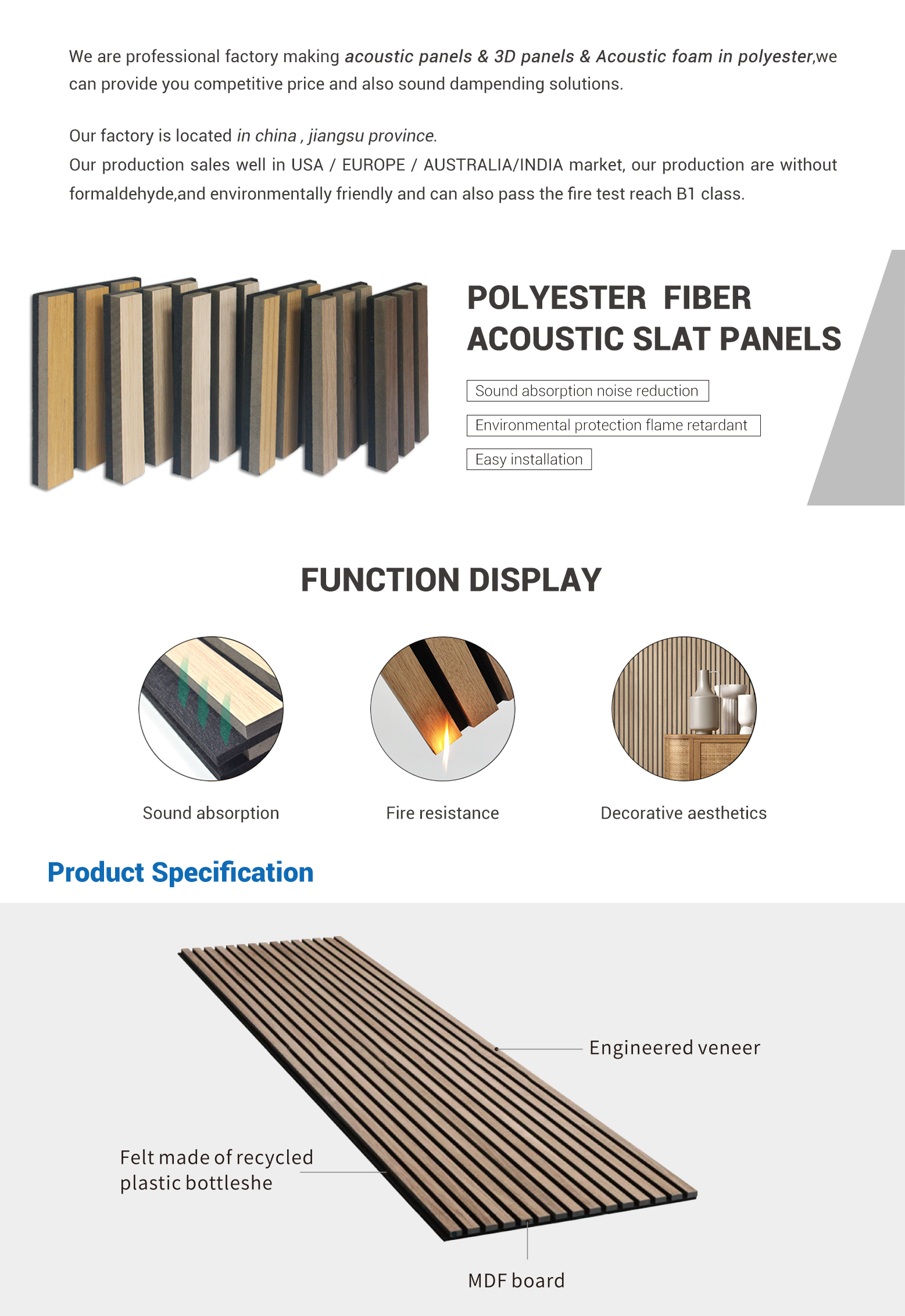 Polyester Wood Slats Wall Being Installed on CeilingsChina - Th-Star