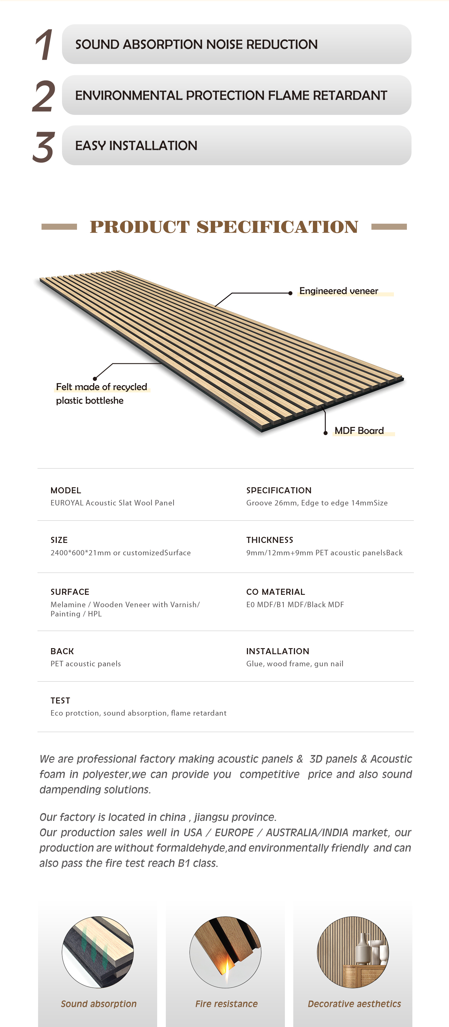 Slat Wooden Decorate Acoustic PanelsChina - Th-Star